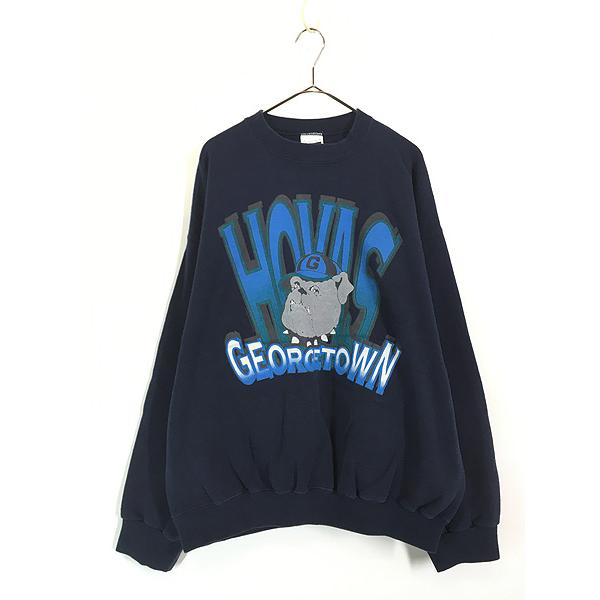 古着 90s USA製 Georgetown Hoyas ホヤス カレッジ スウェット トレーナー XXL 古着