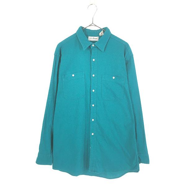 古着 90s USA製 LL Bena 「Cool Weave」 無地 ソリッド コットン メッシュ シャツ M 古着