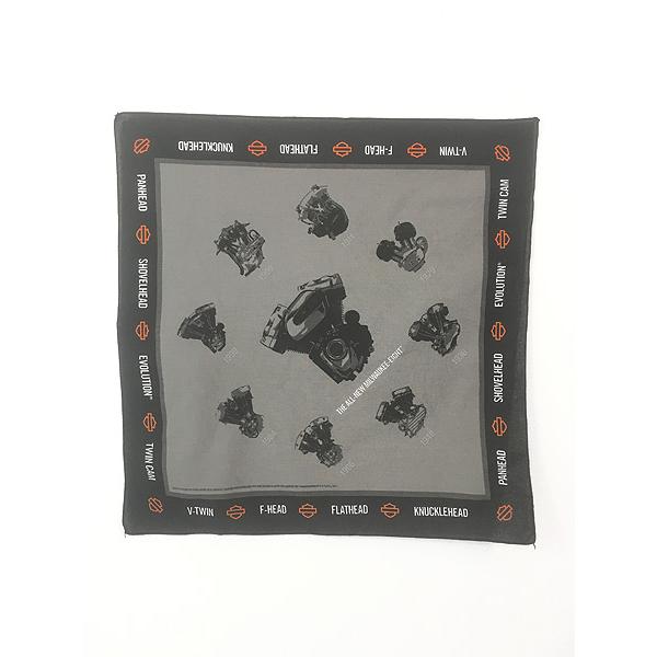 雑貨 古着 10s HARLEY DAVIDSON 「THE ALL-NEW MILWAUKEE-EIGHT」 V2 エンジン パターン バンダナ 小物
