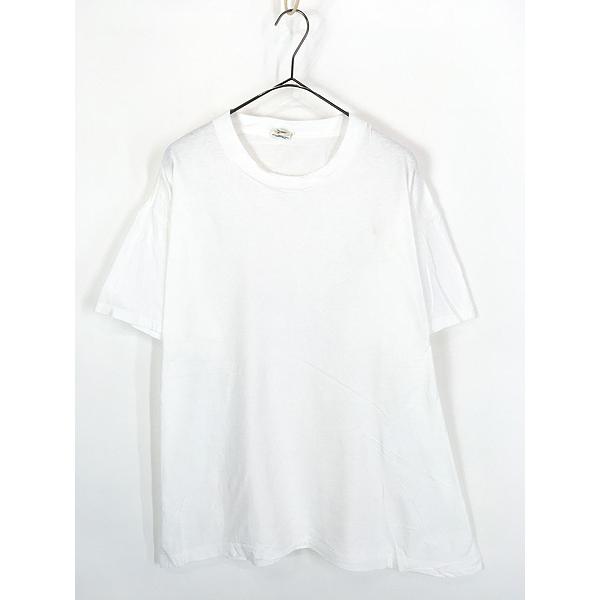 古着 80s Canada製 STANFIELD'S 無地 ソリッド 100%コットン ホワイト プレーン Tシャツ 白T XL