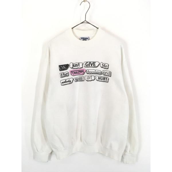 レディース 古着 90s USA製 Lee 「OK just GIVE Me …」 FOWLER'S チョコレート スウェット トレーナー M