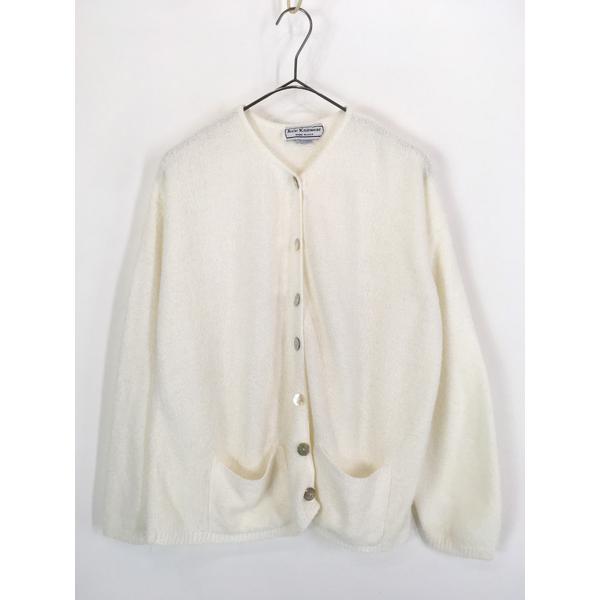 レディース 古着 90s USA製 Jeric Knitwear 無地 ソリッド シェルボタン ニット カーディガン L位 古着