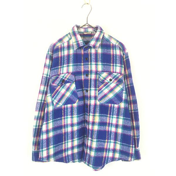 古着 90s FIVE BROTHER カラフル チェック ヘビー フランネル シャツ