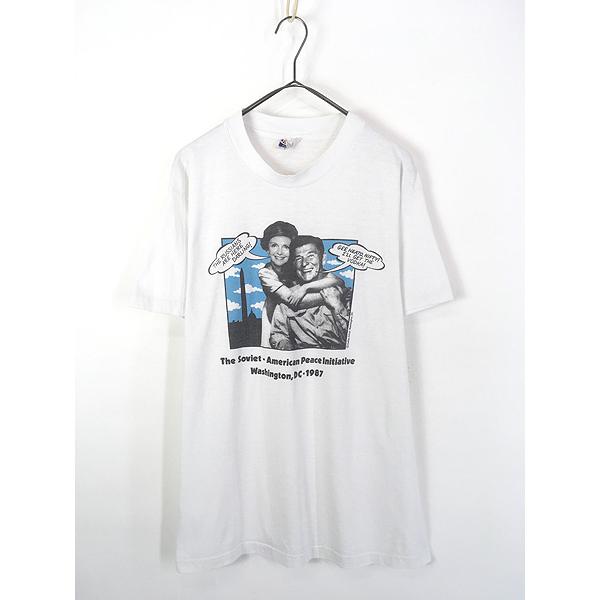 古着 80s USA製 The Soviet - American Peace Initiative 「Ronald Reagan」 レーガン大統領 フォト アート Tシャツ XL