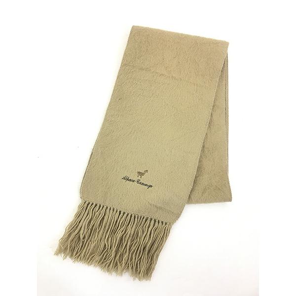 雑貨 古着 80s Peru製 ALPACA CAMARGO ロゴ 刺しゅう アルパカ ウール マフラー ストール