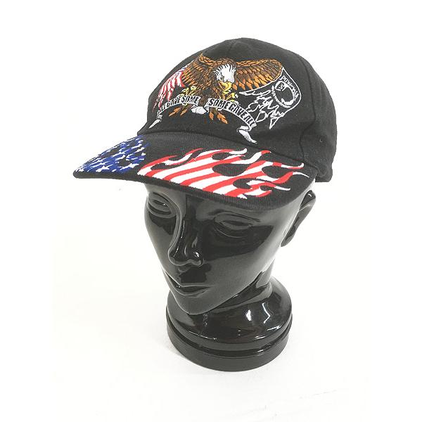 雑貨 古着 10s HOT LEATHERS 「Some Gave All」 イーグル 星条旗 ファイヤー コットン キャップ 帽子