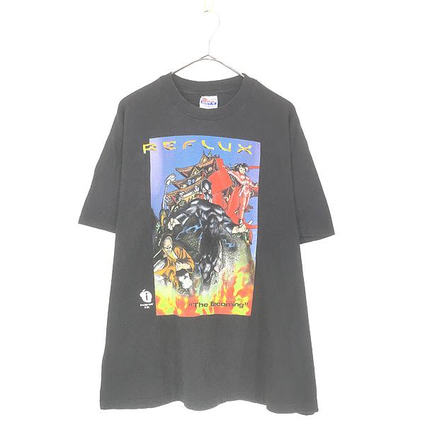古着 90s USA製 Reflux: Issue.01 「The Becoming」 PC ゲーム アニメ キャラクター Tシャツ L