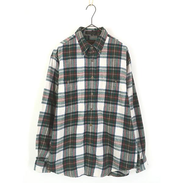 古着 80s Eddie Bauer 「Bainbridge Flannel」 タータン チェック コットン フランネル シャツ ネルシャツ M