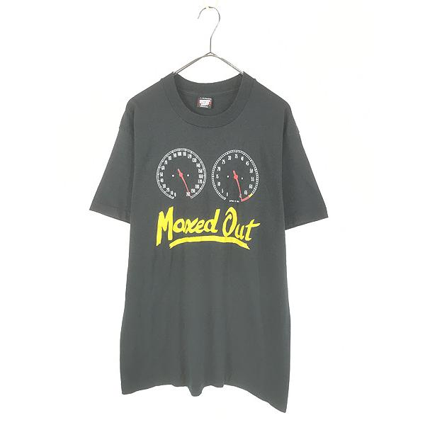 古着 80s USA製 Maxed Out 自動車 スピード メーター 「corvette clocks by roger」 Tシャツ L