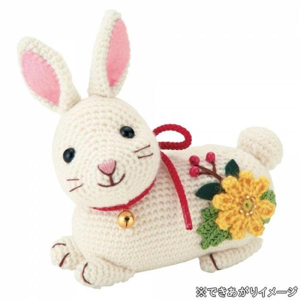 「福村弘美」先生デザインのかわいい干支(卯)編みぬいぐるみキットです☆オリムパス 干支キット 編みぐるみ 羽子板うさちゃん MK-92 オリムパス製絲 卯年 干支 うさぎ ウサギ 2023年 卯 福村弘美 先生 デザイン ぬいぐるみキット ...