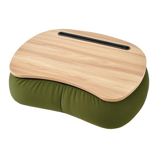 クッションに取り外し可能な天板付のテーブルクッションです。膝の上に乗せてテーブルとして使用いただけます。リラフィット テーブルクッション MOSS GREEN 82064-53 クッション テーブル リラックス スマホ タブレット ワークテ...