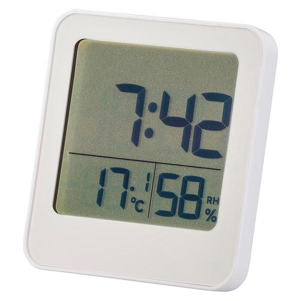 大画面で表示が見やすい☆お風呂クロック＆温湿度計（単4形×2本使用/防水性能IPX4/ホワイト）HB-T20-W オーム電機 時計付き 大画面表示 見やすい お風呂 キッチン 水回り 屋外 置き 自立スタンド 吸着 マグネット 防水 便利 ...