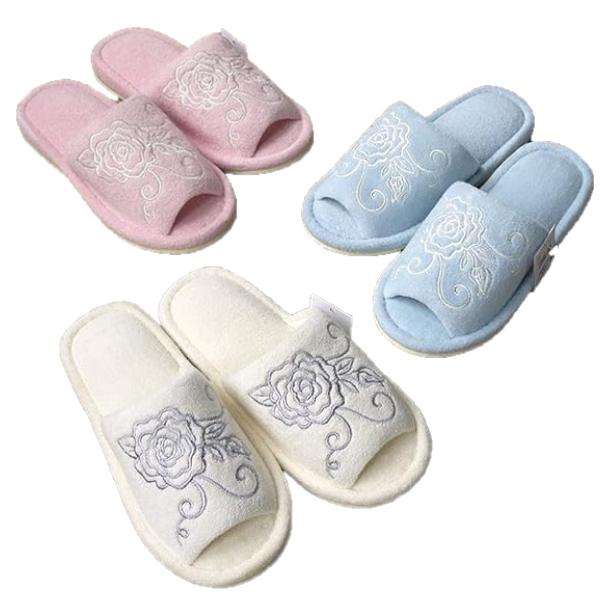 ローズ柄がエレンガントなトイレシリーズ☆ローズ柄のエレガントなトイレシリーズ「クリアローズ2」スリッパ ライトブルー/ライトピンク/ホワイト センコー トイレ トイレ用品 スリッパ トイレスリッパ ふんわり生地 バラ 薔薇 ローズ バラ柄 ...