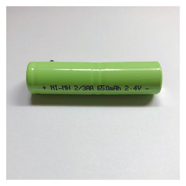 新品の充電式ニッケル水素電池です。電動歯ブラシや電動髭剃りなどの交換用充電池。●商品：充電式　NiMH 2.4V 650ｍAh　ニッケル水素電池（ 1.2Vの充電池が2個で1組にされたものです）。●仕様：電圧：2.4V 出力：650ｍAh●...