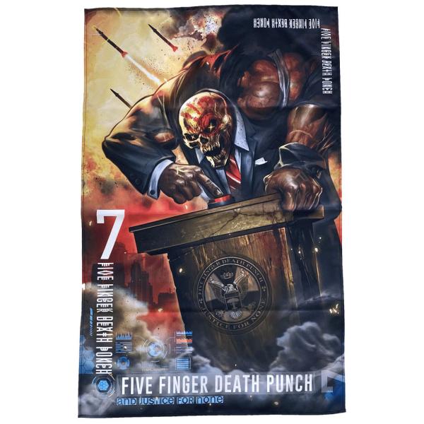 FIVE FINGER DEATH PUNCH・ファイブ フィンガー デス パンチ・AND JUSTICE FOR NONE・布ポスター・ポスター・ポスターフラッグ・厚手ツルっとした手触りの厚手の生地です。日本製とは違い糸始末の粗い部分があ...