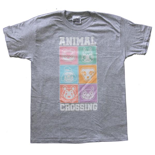 NINTENDO・ANIMAL CROSSING・あつまれどうぶつの森・PASTEL SQUARES・UK版・Tシャツ・ゲームTシャツパステルカラーでプリントされています。カラー：ヘザーグレー素材：コットン97％ポリ3%ご注意：実物と色等が...