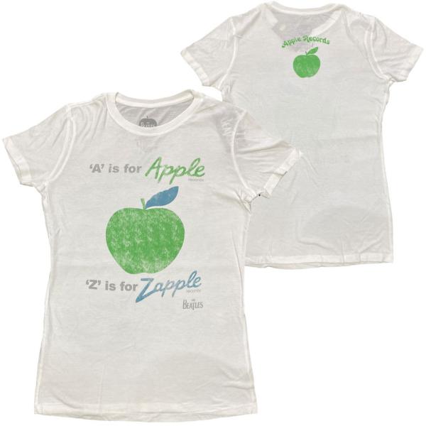 THE BEATLES・ビートルズ・ A is for APPLE・レディース・Tシャツ・ガールズ・バンドTシャツレディースTシャツです。ウエスト部分が少しくびれております。■薄手で伸縮性があり柔らかい生地質のTシャツ使用カラー：ホワイト素...