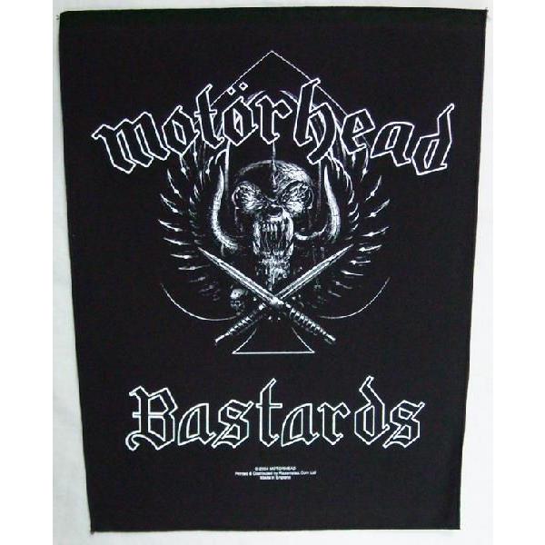 モーターヘッド・MOTORHEAD・BASTARDS・バックパッチ・ワッペン80年代からスラッシュ、メタルファンに愛用されている台形のバックパッチです。プリントでパッチの周りは糸で縫われてます。Gジャン、皮ジャンの背中合うように台形になって...