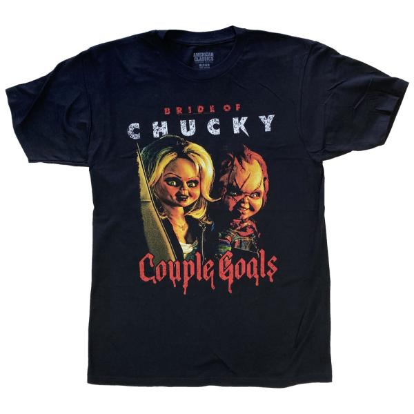 CHILDS PLAY・チャイルド プレイ・BRIDE OF CHUCKY・チャッキーの花嫁・COUPLE GOALS・チャッキー・Tシャツ・映画Tシャツオフィシャル商品　正規ライセンス商品ボディ：やや薄めの柔らかい今風のボディカラー：ブラ...