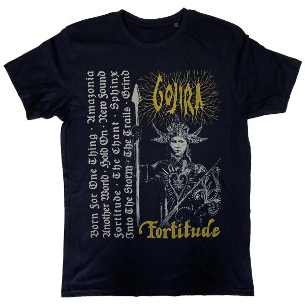 ゴジラ・GOJIRA・FORTITUDE TRACKLIST・Tシャツ・メタルTシャツボディ：やや薄めの柔らかい今風のボディ 海外ボディですが小さめです。カラー：ブラック素材：コットン100％●ご注意：実物と色等が多少異なる場合があります。...