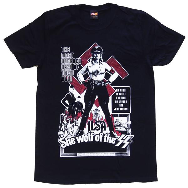 ILSA・SHE WOLF OF THE SS・ブラック・Tシャツ・ 映画Tシャツコットン100％ブラック●ご注意：実物と色等が多少異なる場合があります。●店頭販売の為、売り切れる場合があります。予めご了承下さい。【平均サイズ身幅×着丈cm...