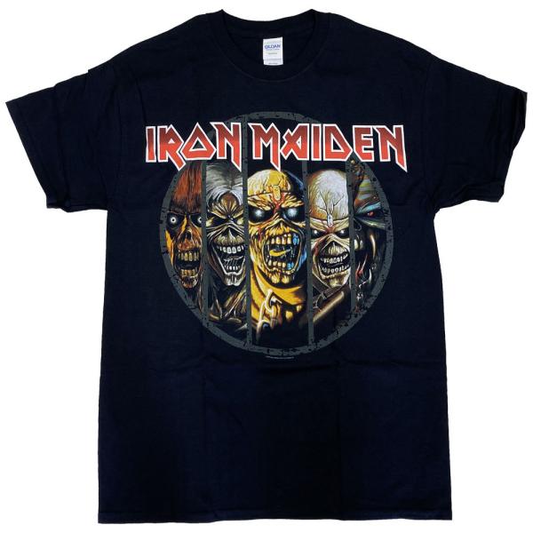 アイアンメイデン・IRON MAIDEN・EDDIE EVOLUTION・Tシャツ・バンドTシャツ歴代のエディーのプリントです。1st,NOTB,POM,TROOPER,FFカラー：ブラック素材：コットン100％ご注意：実物と色等が多少異な...