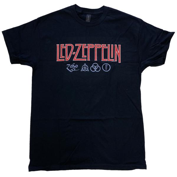 レッド ツェッペリン・LED ZEPPELIN・LOGO・SYMBOLS・ Tシャツ・ロックTシャツオフィシャル商品　正規ライセンス商品ボディ：一般的な厚さのボディカラー：ブラック素材：コットン100％●ご注意：実物と色等が多少異なる場合が...
