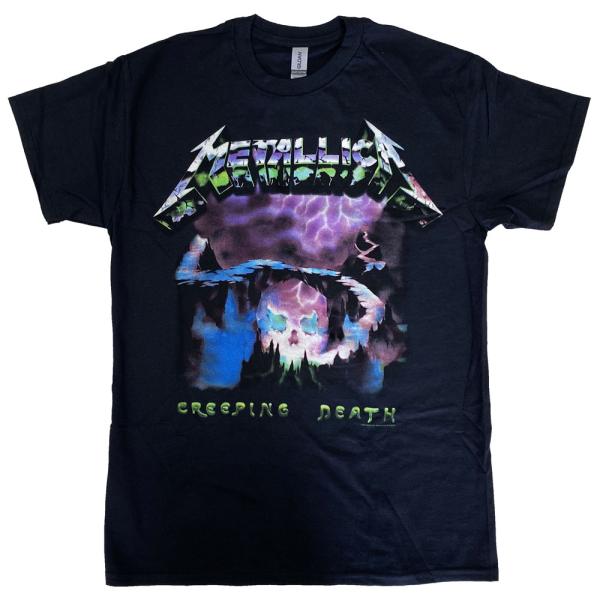 メタリカ・METALLICA・CREEPING DEATH・UK版・Tシャツ・ロックTシャツボディ：GILDAN HEAVY COTTON 一般的な厚さのボディカラー：ブラック素材：コットン100％ご注意：実物と色等が多少異なる場合がありま...