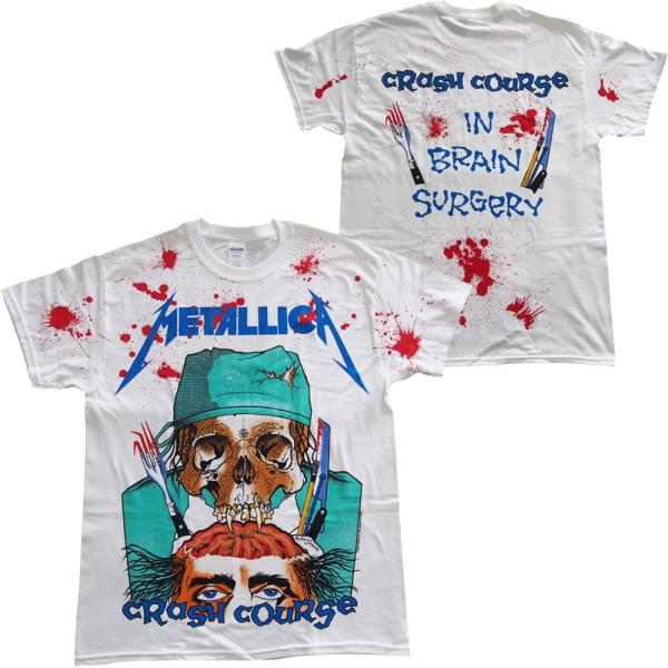 メタリカ・METALLICA・COURSE IN BRAIN SURGERY A/O WHITE Tシャツ・バンドTシャツ全面にプリントされたTシャツです。ホワイトコットン100％●ご注意：実物と色等が多少異なる場合があります。●店頭販売の...