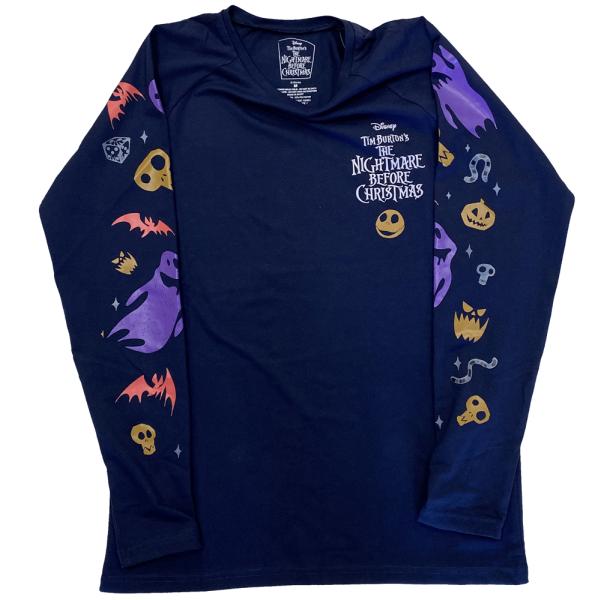 NIGHTMARE BEFORE CHRISTMAS・ナイトメア ビフォア クリスマス・GHOULS・ロングスリーブ・長袖・映画Tシャツティムバートンのダークホラーファンタジー袖のリブがないタイプのボディが使用されております。袖はリブが無い...