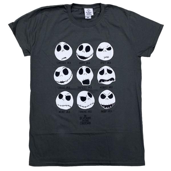 NIGHTMARE BEFORE CHRISTMAS・ナイトメア ビフォア クリスマス・MANY FACES・Tシャツ・ 映画Tシャツ オフィシャルTシャツティムバートンのダークホラーファンタジーボディ：FRUIT OF THE LOOM・...