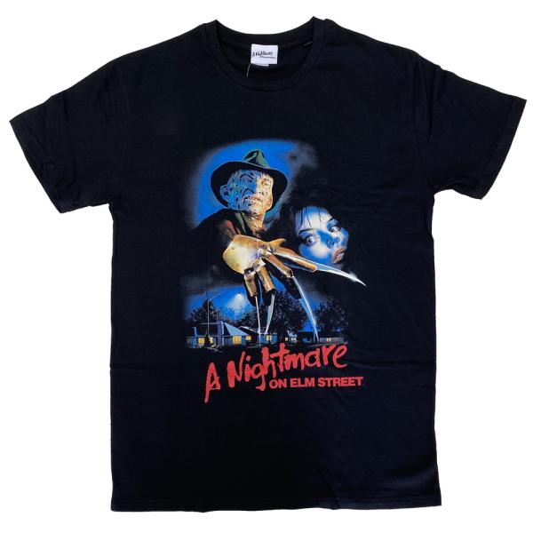 A NIGHTMARE ON ELM STREET・エルム街の悪夢・LOGO AND POSTER・Tシャツ・映画Tシャツボディ：やや薄めの柔らかい今風のボディになります。カラー：ブラック素材：コットン100％●ご注意：実物と色等が多少異な...