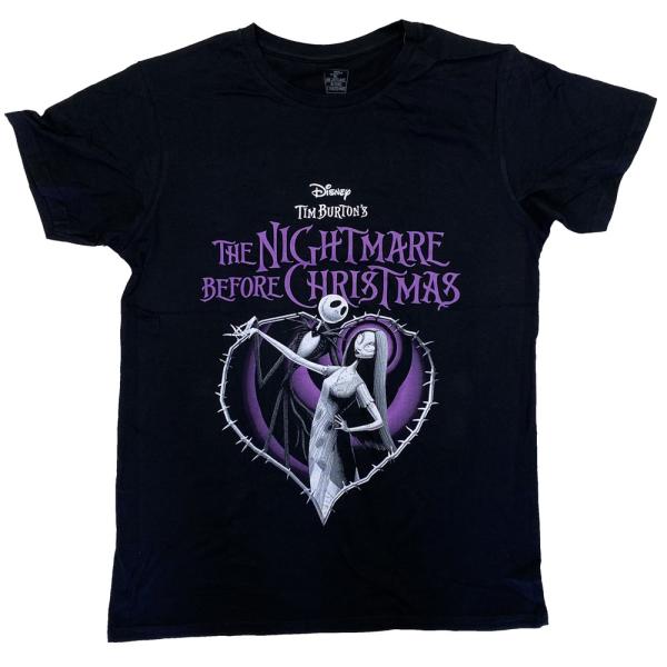 NIGHTMARE BEFORE CHRISTMAS・ナイトメア ビフォア クリスマス・PURPLE HEART・NEW・Tシャツ・ 映画Tシャツ オフィシャルTシャツティムバートンのダークホラーファンタジーボディ：やや薄めの柔らかい今風の...