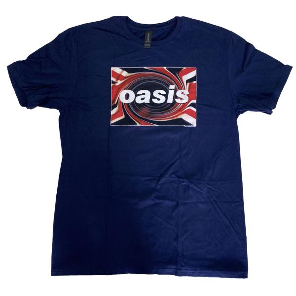 オアシス・OASIS・UNION JACK TWIRL・NEW・Tシャツ・ロックTシャツオフィシャル商品　正規ライセンス商品オアシス再結成でグッズの表記も変わりマイナーチェンジされました。プリントが少し小さくなりました。ボディ：ソフトスタイ...