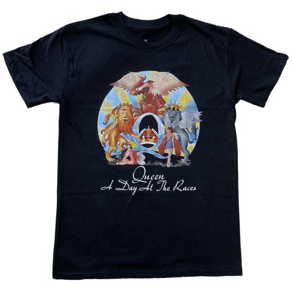 QUEEN・クイーン・A DAY AT THE RACES・Tシャツ・ロックTシャツコットン100％ブラック●ご注意：実物と色等が多少異なる場合があります。●店頭販売の為、売り切れる場合があります。予めご了承下さい。【平均サイズ身幅×着丈c...