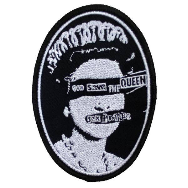 SEX PISTOLS・セックス ピストルズ・GOD SAVE THE QUEEN・OVAL・ 刺繍パッチ・ワッペンノリ付き・刺繍パッチ・ワッペン縦約10.7cm x7.8cmご注意：実物と色等が多少異なる場合があります。他サイト及び、店頭...