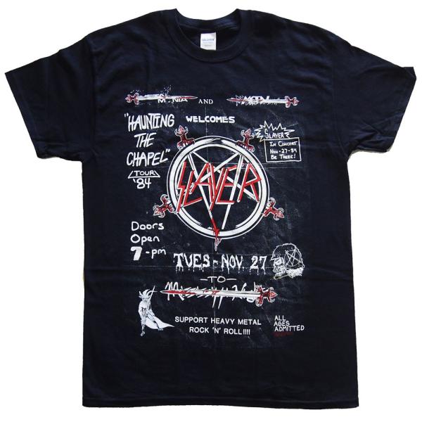 SLAYER・スレイヤー・HAUNTING 84 FLIER・Tシャツ・メタルTシャツブラックコットン100％●ご注意：実物と色等が多少異なる場合があります。●店頭販売の為、売り切れる場合があります。予めご了承下さい。【平均サイズ身幅×着丈...