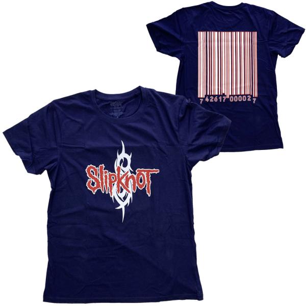 SLIPKNOT・スリップノット・BARCODE・Tシャツ・ バンドTシャツオフィシャル商品　正規ライセンス商品ボディ：やや薄めの柔らかい今風のボディカラー：ネイビー素材：コットン100％●ご注意：実物と色等が多少異なる場合があります。●店...
