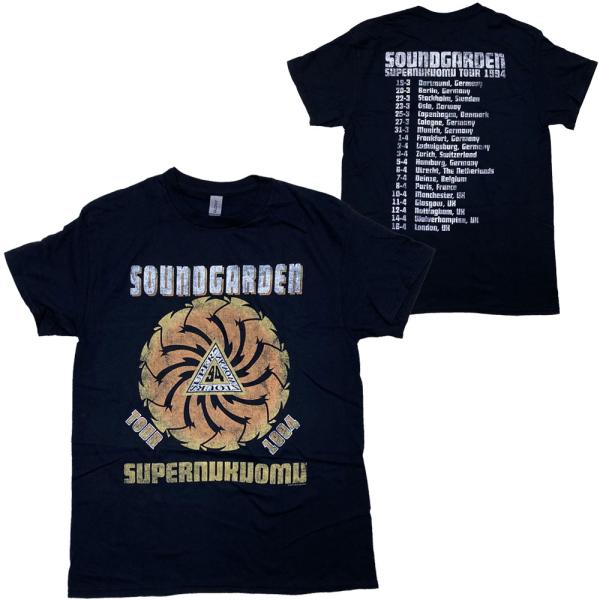 サウンドガーデン・SOUNDGARDEN・SUPERUNKNOWN TOUR 94・UK版・Tシャツ・バンドTシャツボディ：一般的な厚さのボディカラー：ブラック素材：コットン100％●ご注意：実物と色等が多少異なる場合があります。●店頭販売...