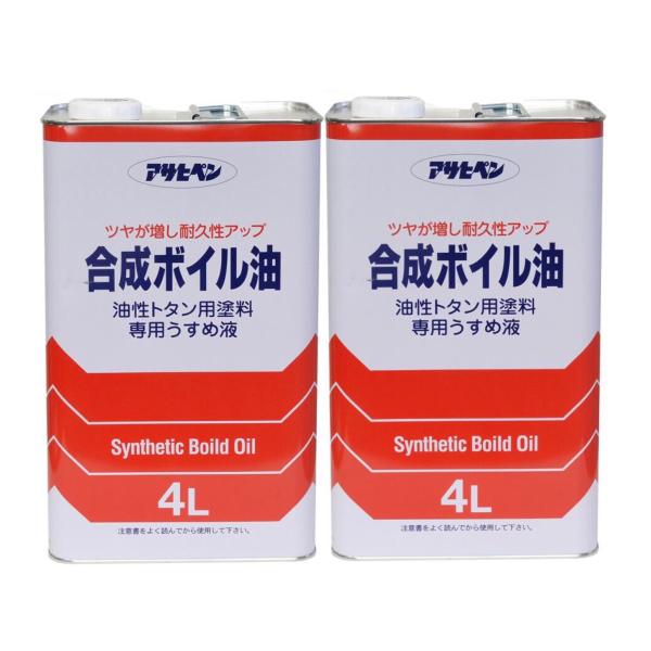 ●商品名 アサヒペン　合成ボイル油　4Ｌ　２缶セット　油性トタン用塗料専用うすめ液●商品詳細   【特長】油性トタン用塗料のツヤが増し、耐久性が向上します【用途】油性トタン用専用うすめ液【注意事項】※銀色には使用できません変色することがあり...