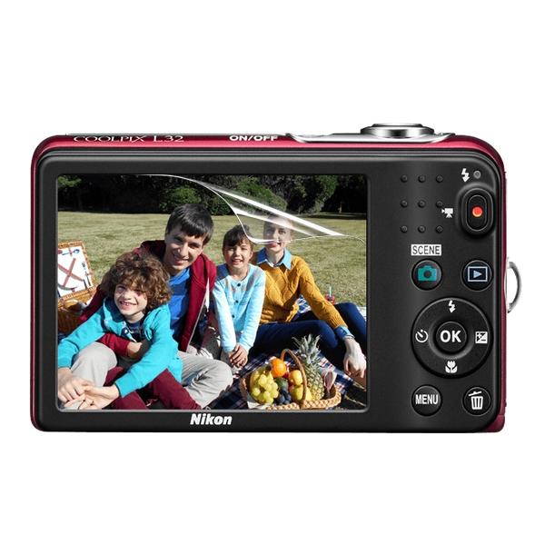 対応機種 :Nikon Coolpix L32/L30種類：高光沢タイプ素材:ポリカーボーネット樹脂生産元：中国パッケージ内容：保護フィルム*1枚＋クリーニングクロス*1枚＋ホコリ取りシート*1枚＋気泡抜きヘラ*1枚 ※パッケージのデザイン...