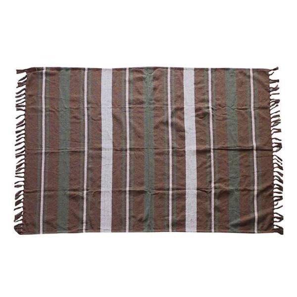 外で使いたいラグ。カラーはブラウン。あえて外で使ってほしい、そんなラグです。広げたらよこになって本を読んだり、音楽を聴いたり・・・。コットンの糸を織って仕上げたラグは素足でも気持ち良い踏み心地。もちろん家の中のインテリアとしても。120ｘ1...