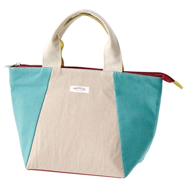 ベーシックな台形型が使いやすいランチバッグ。内側のアルミ蒸着フィルムに加えて口元はファスナーで閉じるので、冷気を逃さずしっかり保冷します。