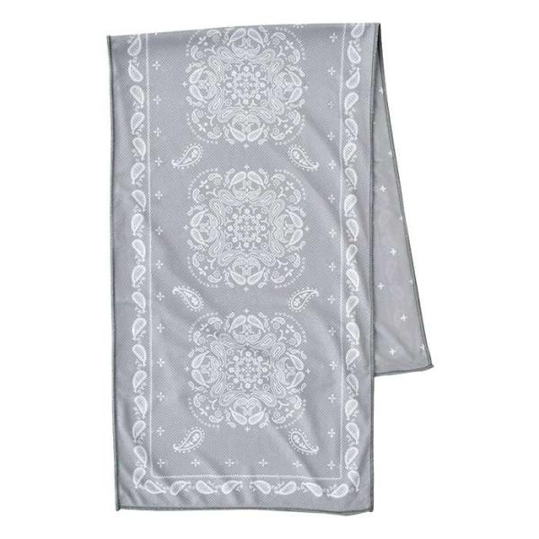 クールタオル。人気のペイズリー柄のクールタオル。濡らして、絞って、振るだけ。シンプルな形だからこそ首に巻くだけではなく、使い方次第であらゆるシーンで活躍します。UVカット率98％以上。抗菌加工。