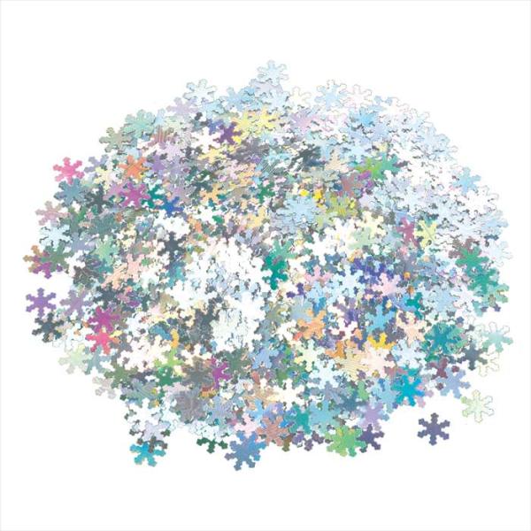 雪の結晶をモチーフにしたスパンコールです。キラキラと輝く素材で、スノードームやレジン、カード作りなど幅広い工作に使えます。光の角度で色が変わるホログラム素材で、作品を華やかに演出します。クリスマスや冬の飾りつけにもおすすめです。