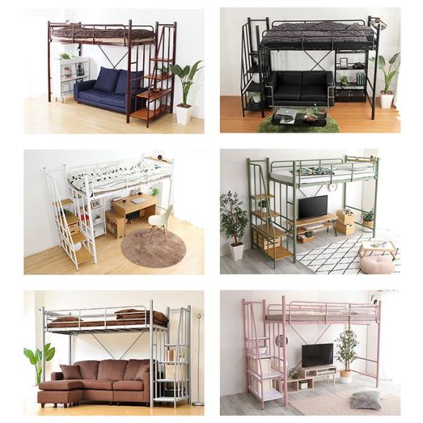 階段付きで上り下りがさらに快適なロフトベッド。カラーバリエーションは、ブラウン(JAN：4535306143343/品番：HT70-95--BR---LF2)、ブラック(JAN：4535306143336/品番：HT70-95--BK---...