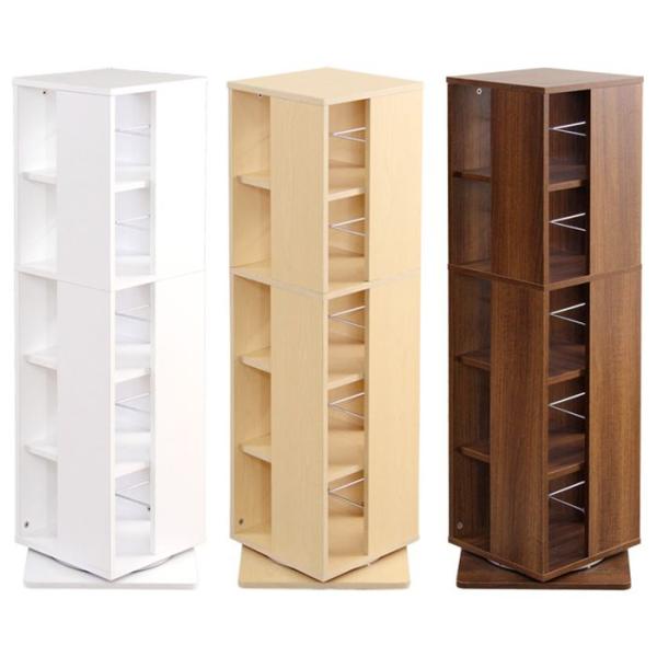 回転ブックラック5段。カラーバリエーションは、ホワイト(JAN：4535306153175/品番：KBR-5--WH)、ナチュラル(JAN：4535306153168/品番：KBR-5--NA)、ウォールナット(JAN：4535306153...