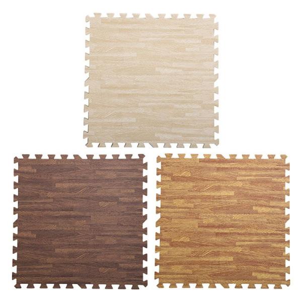 オールシーズン快適な木目調ジョイントマット16枚タイプ。カラーバリエーションは、ホワイト(JAN：4535306173722/品番：MMT-16--WH)、ブラウン(JAN：4535306173708/品番：MMT-16--BR)、ナチュラ...