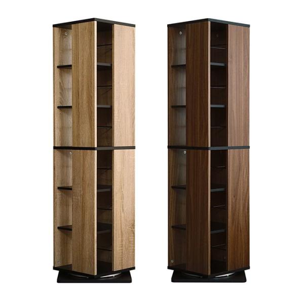 回転ブックラック6段。カラーバリエーションは、シャビーオークブラック(JAN：4535306187705/品番：KBR-6--SHBK)、ウォールナットブラック(JAN：4535306187699/品番：KBR-6--WABK)です。くるく...