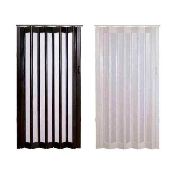 アコーディオンドア PVC  工事不要 お手入れ簡単 採光性抜群 建具 RAYLA レイラ 採光性バツグンのガラス調のパネルドア。カラーは、ブラックオーク（4535306208585/SH-16-PDR-A--BOK）、ホワイトオーク（45...